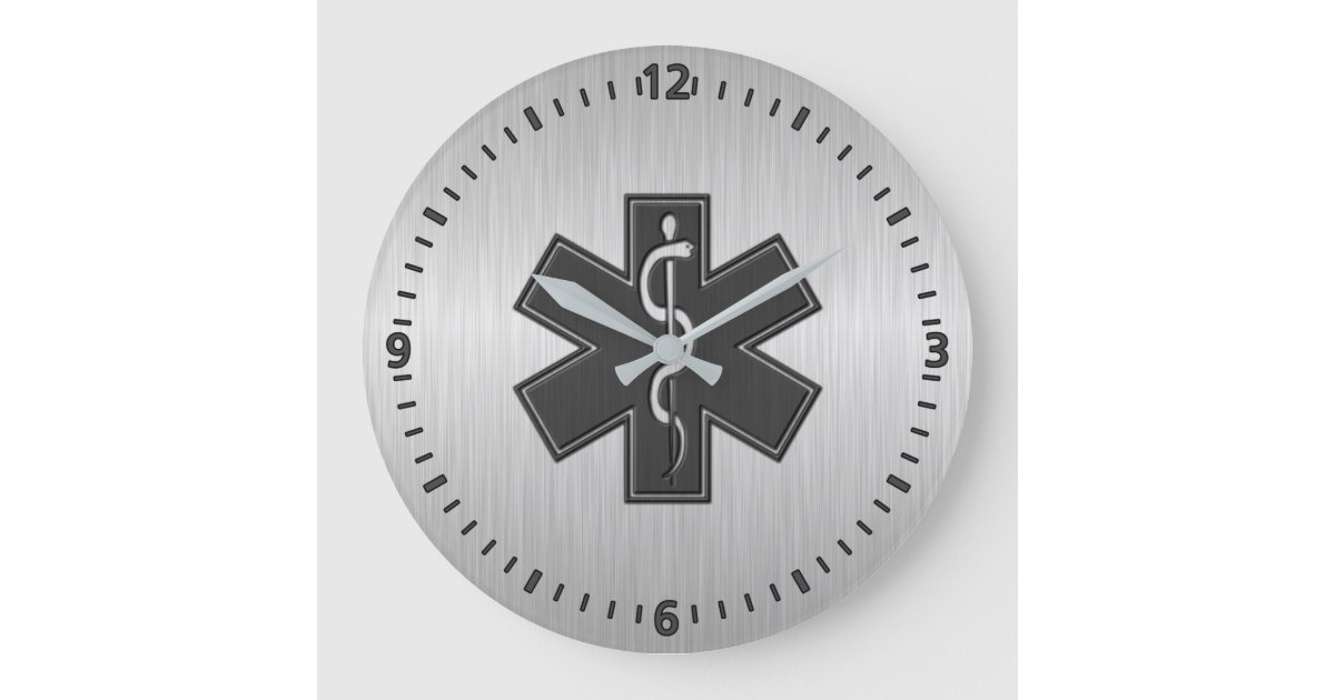 Paramedic EMT EMS Silver Large Clock | Zazzle