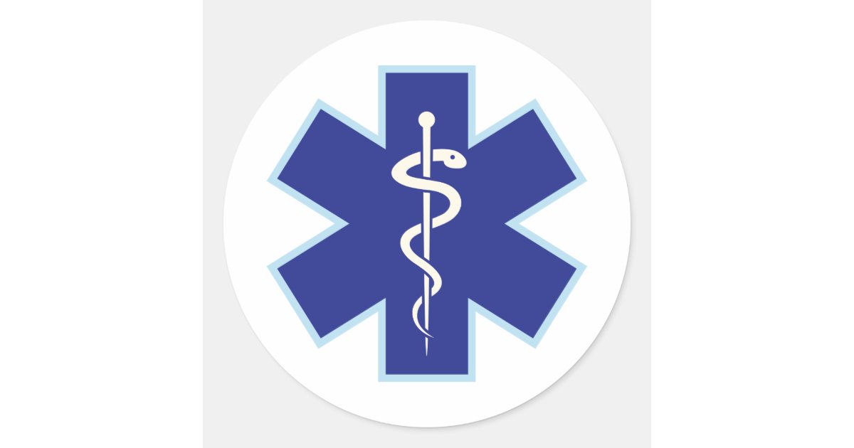 Paramedic EMT EMS Symbol Classic Round Sticker | Zazzle