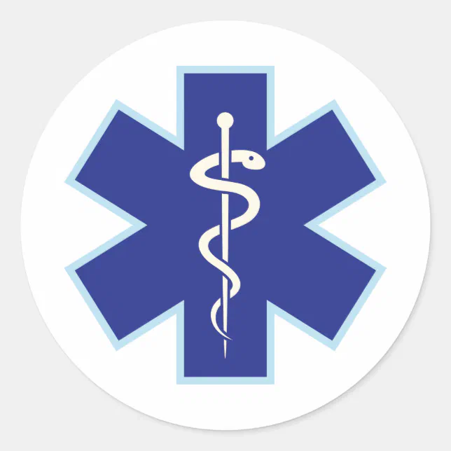Paramedic EMT EMS Symbol Classic Round Sticker | Zazzle