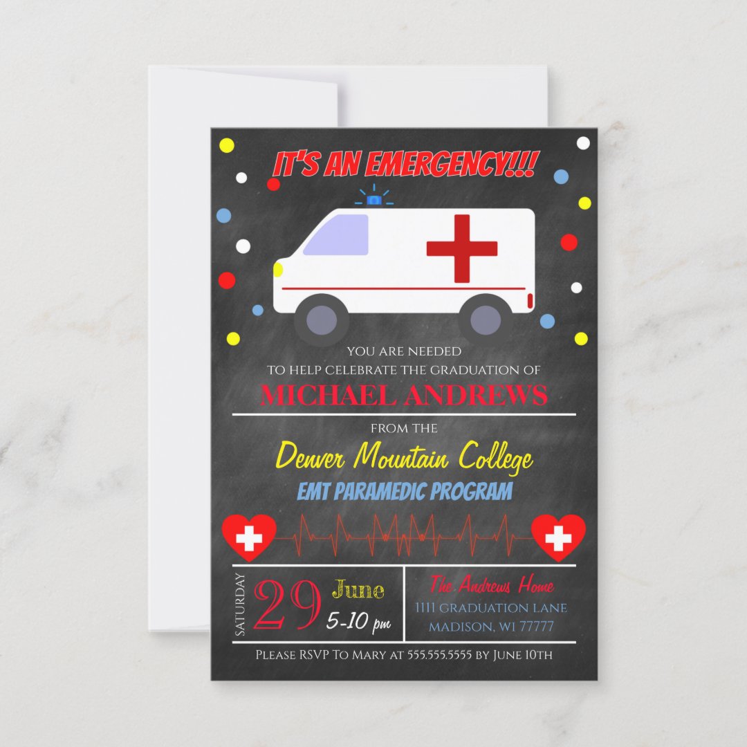 Paramedic EMT Graduation Invitation | Zazzle