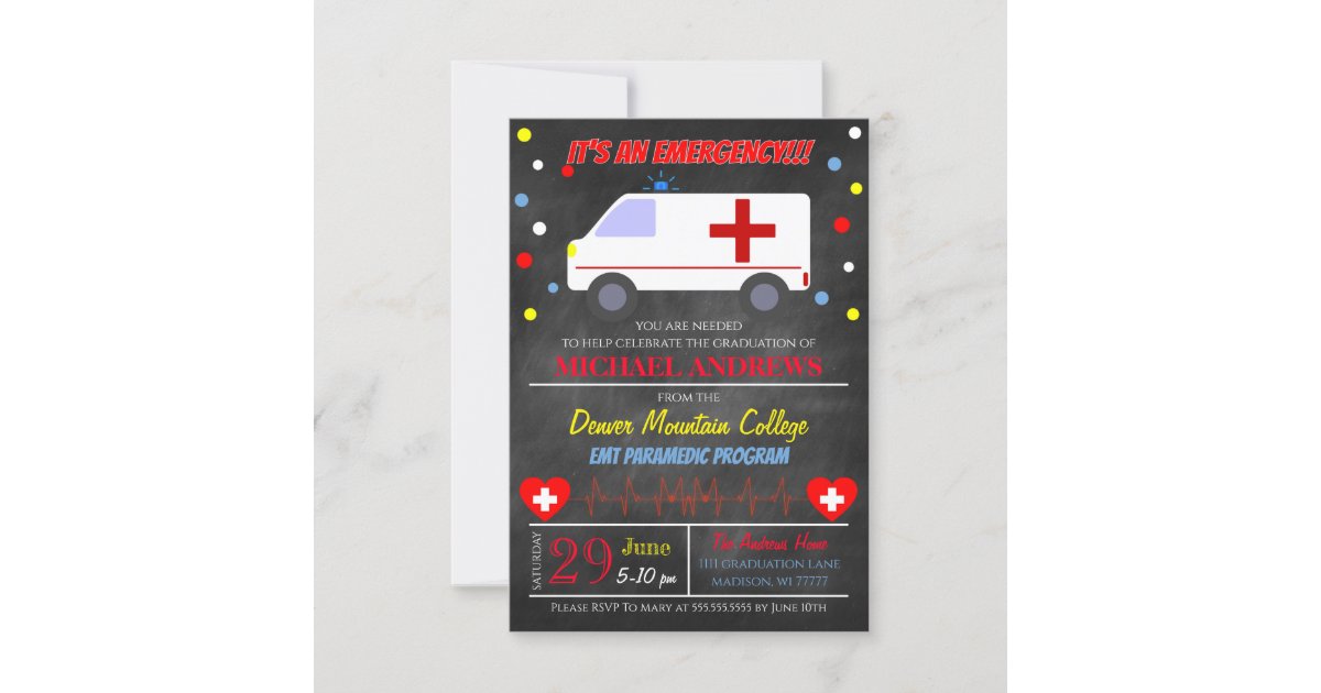 Paramedic EMT Graduation Invitation | Zazzle