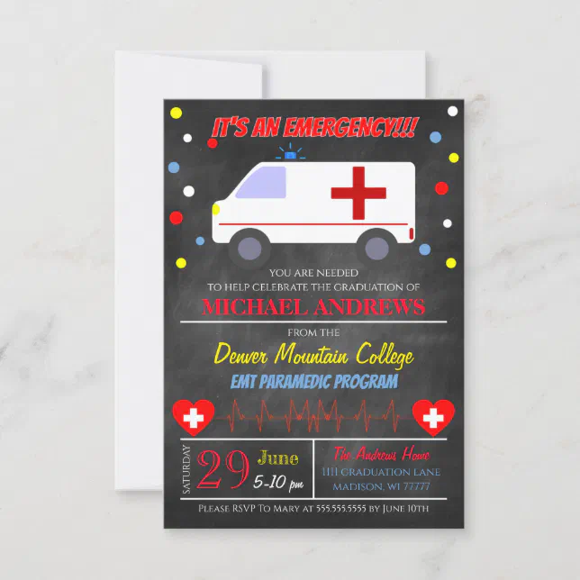Paramedic EMT Graduation Invitation | Zazzle
