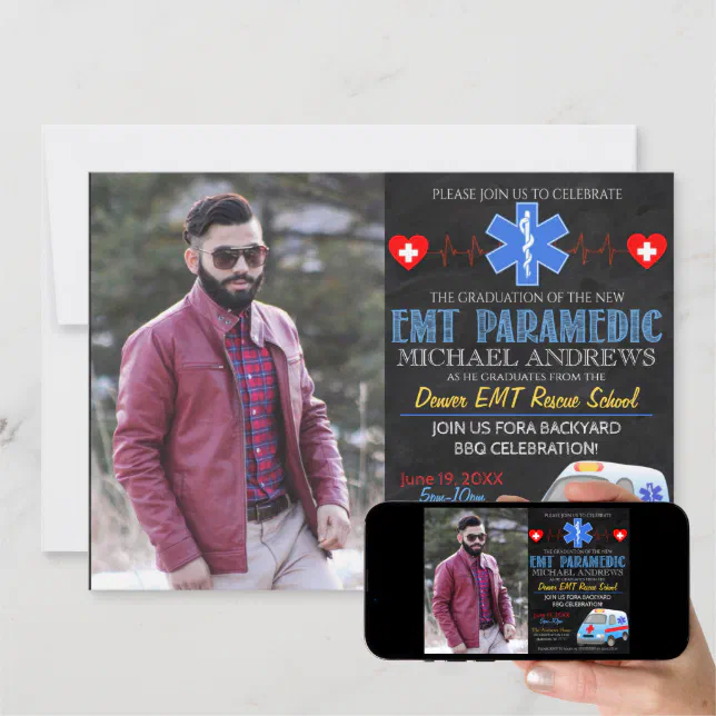 Paramedic EMT Graduation Invitation | Zazzle