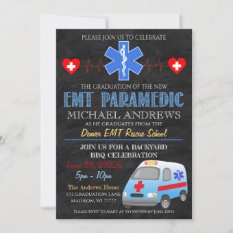 Paramedic EMT Graduation Invitation | Zazzle
