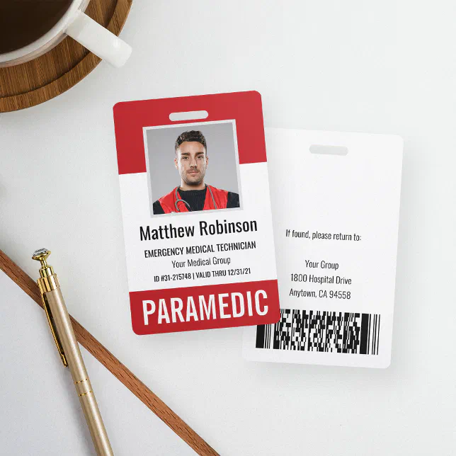 Paramedic First Responder Photo ID Security Badge | Zazzle