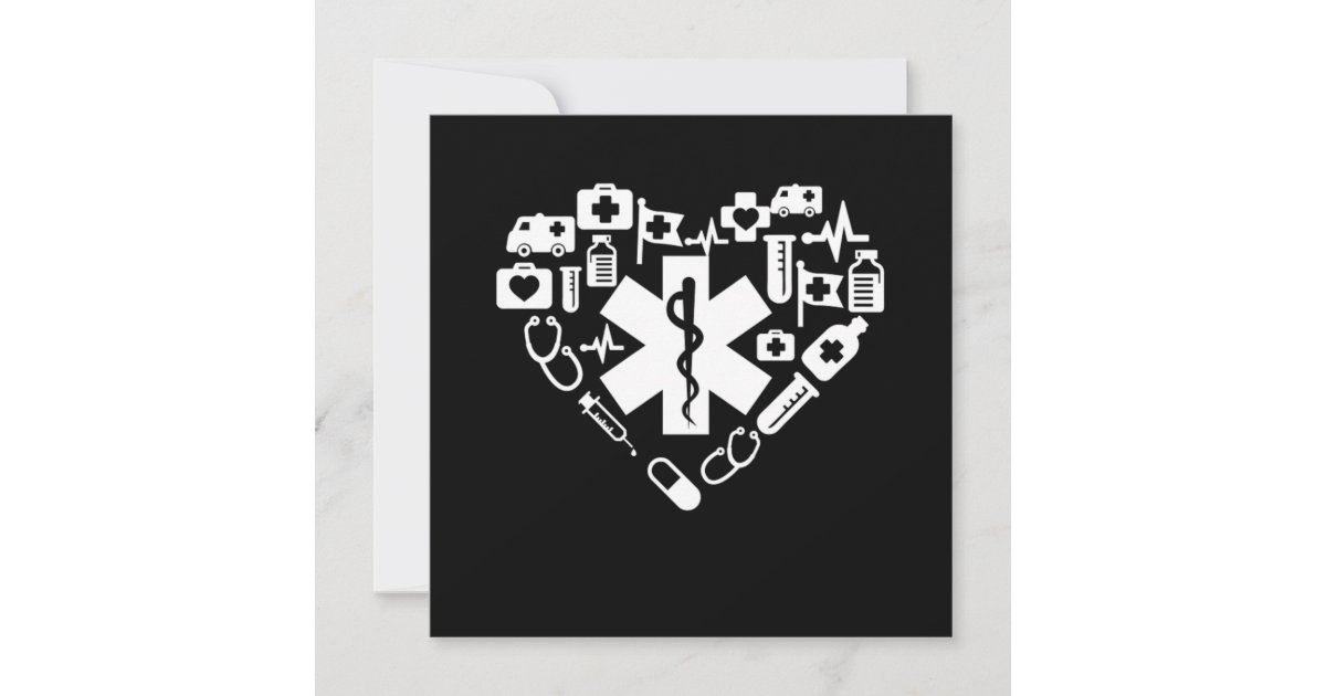 Paramedic Heart Paramedic Caduceus Doctor EMS EMT Invitation | Zazzle