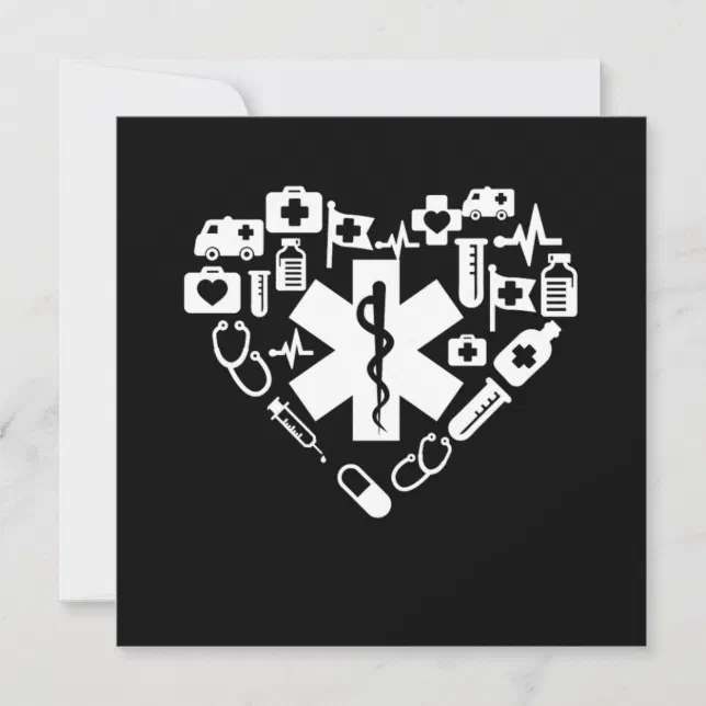 Paramedic Heart Paramedic Caduceus Doctor EMS EMT Invitation | Zazzle