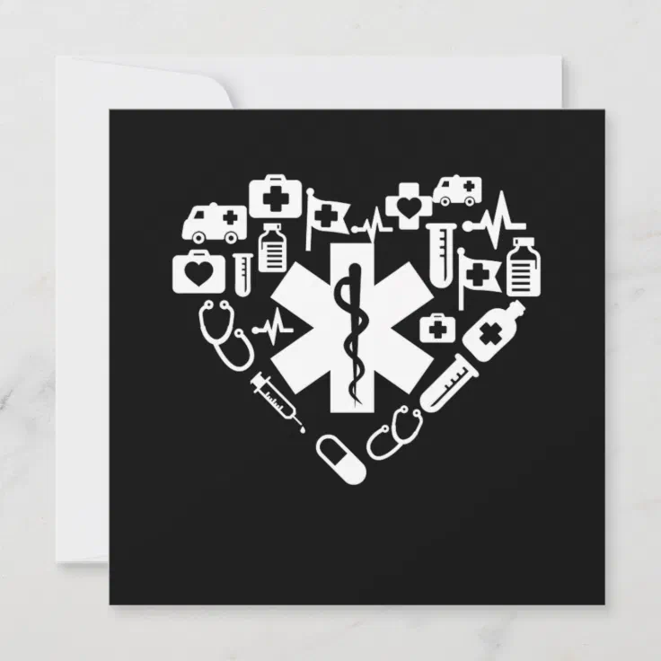 Paramedic Heart Paramedic Caduceus Doctor EMS EMT Invitation | Zazzle