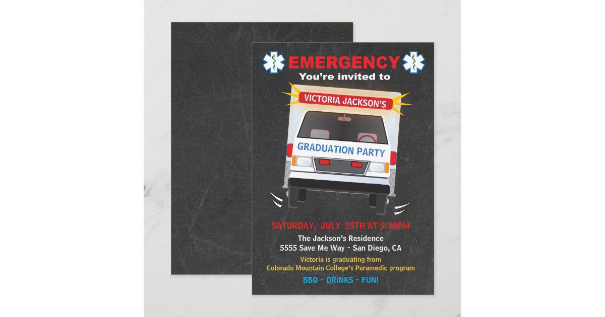 Paramedic or EMT Graduation Party Invitation | Zazzle
