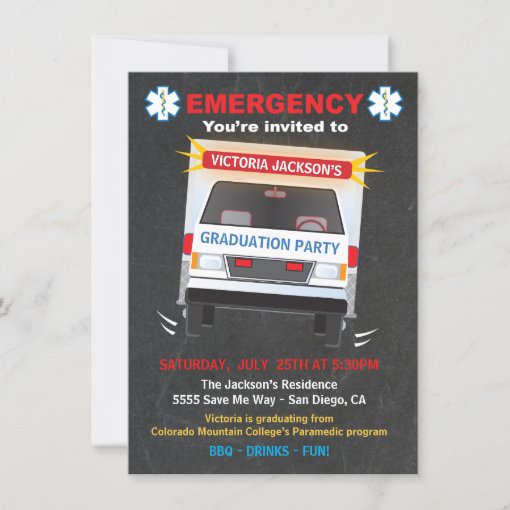 Paramedic or EMT Graduation Party Invitation | Zazzle