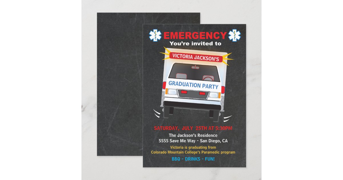 Paramedic or EMT Graduation Party Invitation | Zazzle
