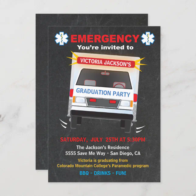 Paramedic or EMT Graduation Party Invitation | Zazzle