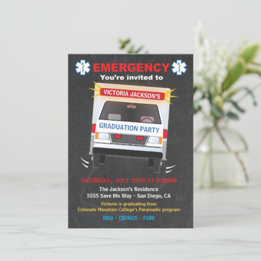 Paramedic or EMT Graduation Party Invitation | Zazzle