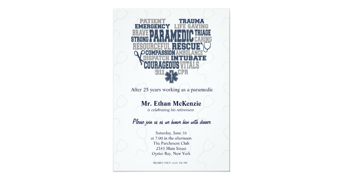 Paramedic retirement Denim texture Invitation | Zazzle.com
