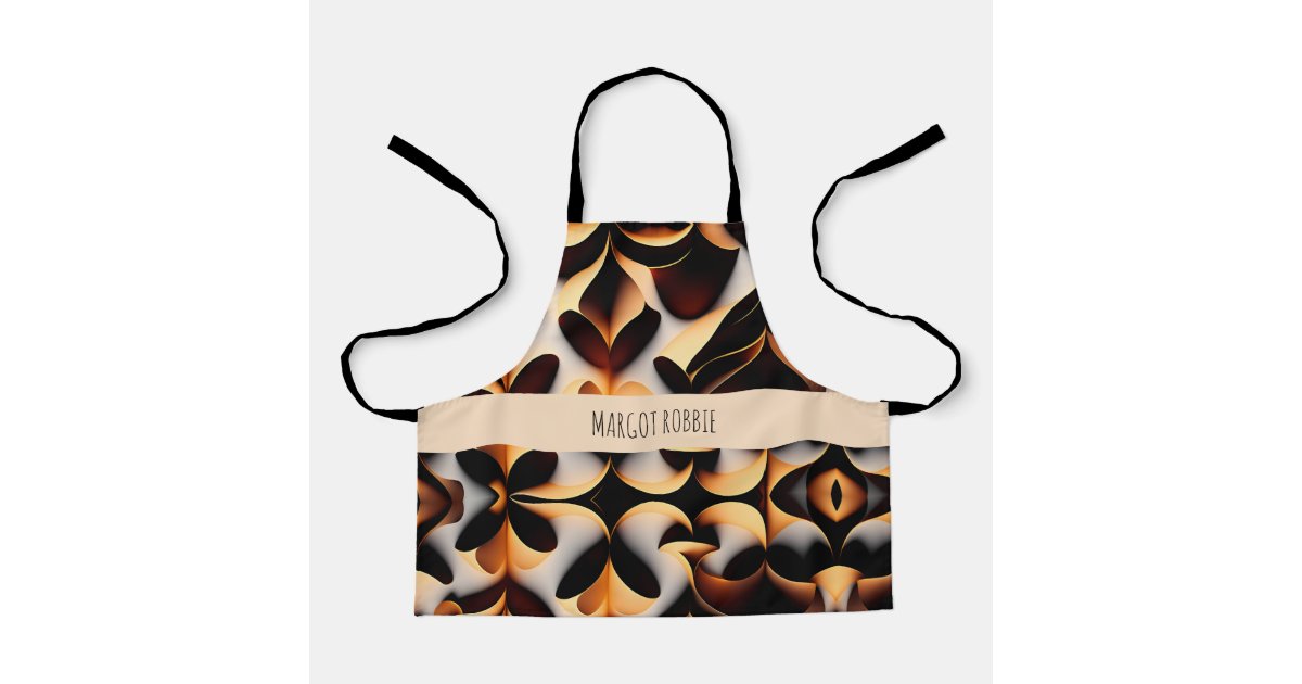 Parametric 3D Flowers Gold Modern Mosaic Pattern Apron | Zazzle
