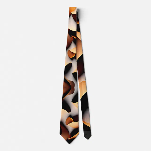 Parametric 3D Flowers Gold Modern Mosaic Pattern Neck Tie | Zazzle