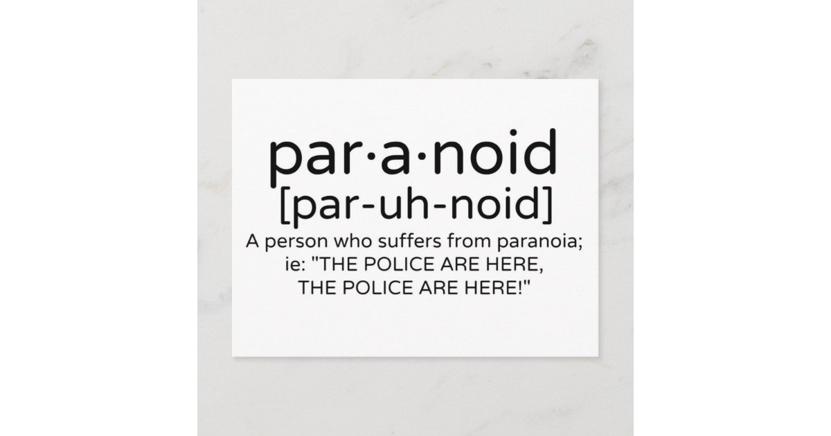 Paranoid Definition Postcard | Zazzle