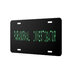 Paranormal Investigator - Black Background License Plate | Zazzle