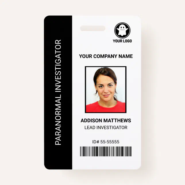 Paranormal Investigator Company Employee Photo ID Badge | Zazzle