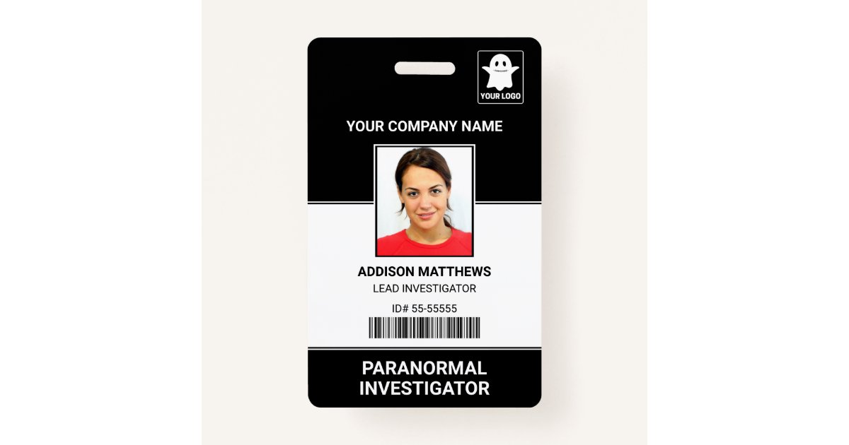 Paranormal Investigator Employee Photo ID Name Tag Badge | Zazzle