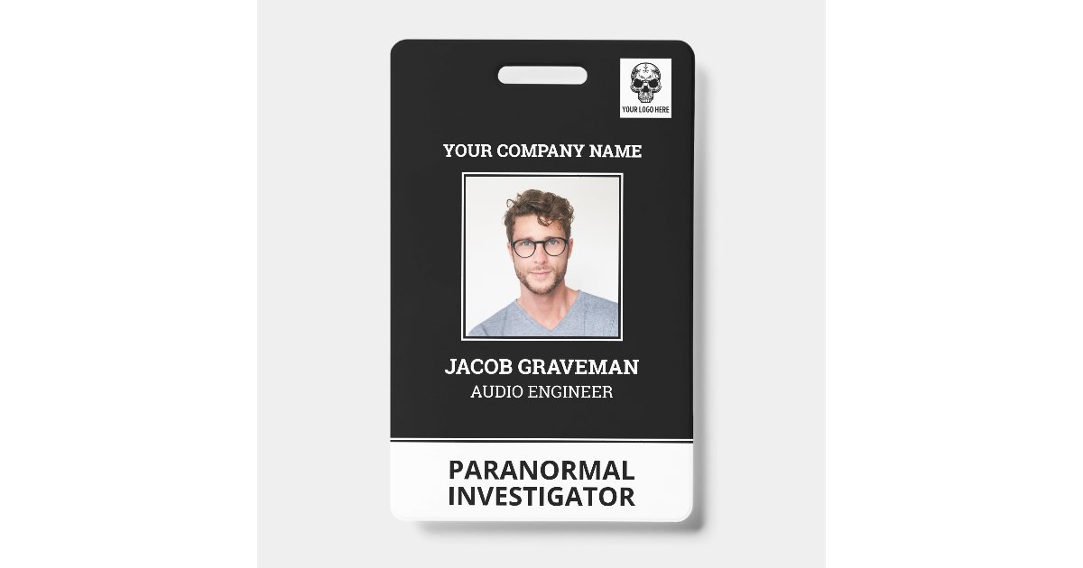 Paranormal Investigator Employee Photo ID Name Tag Badge | Zazzle