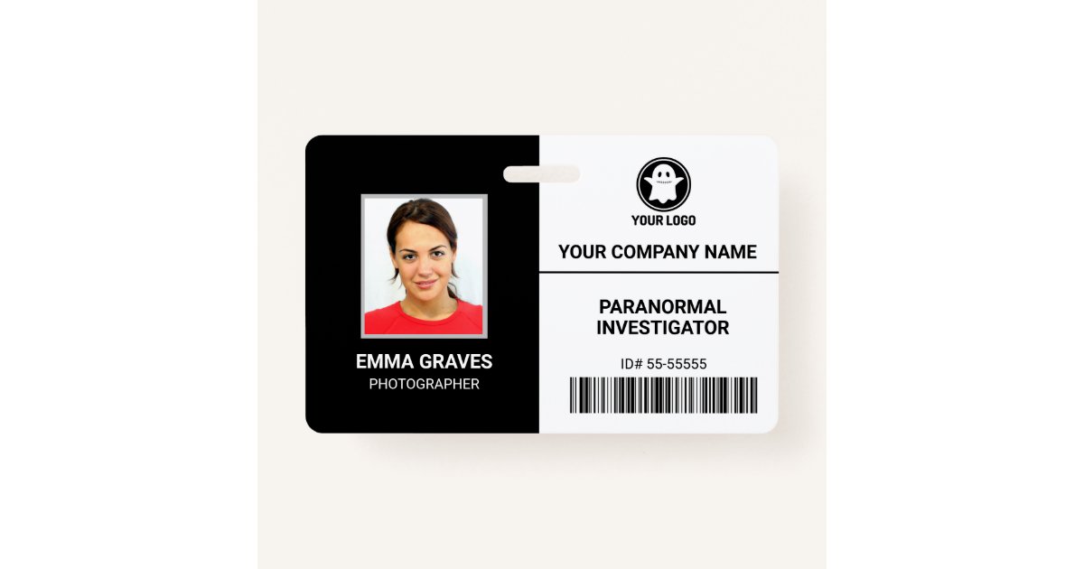 Paranormal Investigator Employee Photo ID Security Badge | Zazzle