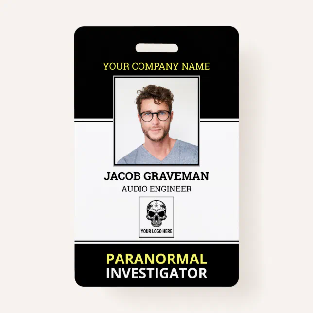 Paranormal Investigator Employee Photo ID Security Badge | Zazzle