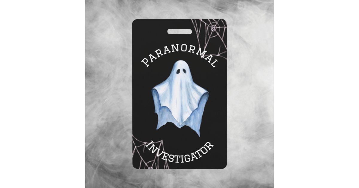Paranormal Investigator Ghost & Cobwebs Black Badge | Zazzle