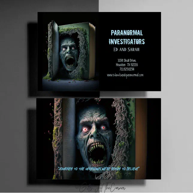 Paranormal Investigator Haunted Horror Book Business Card | Zazzle