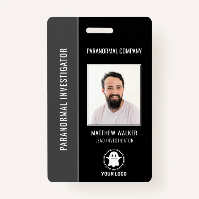 Paranormal Investigator QR Code Name Tag Photo ID Badge | Zazzle
