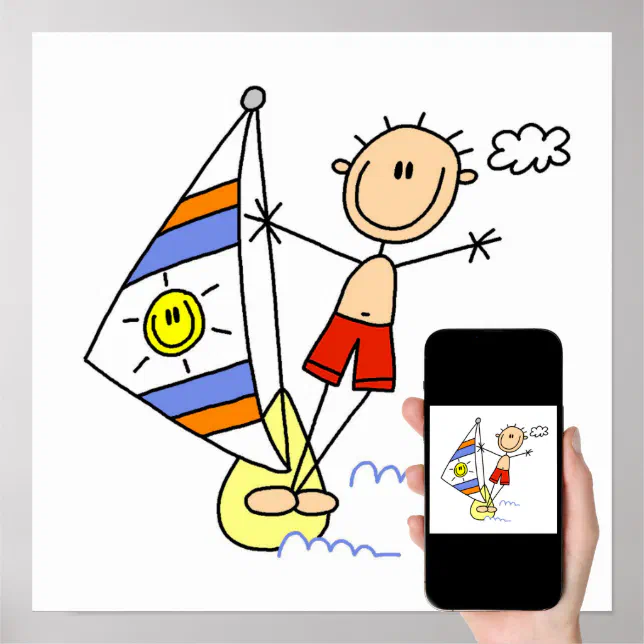 Parasailing Stick Figure Poster | Zazzle