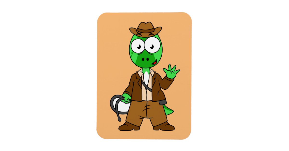 Parasaurolophus Dressed As Indiana Jones. Magnet | Zazzle