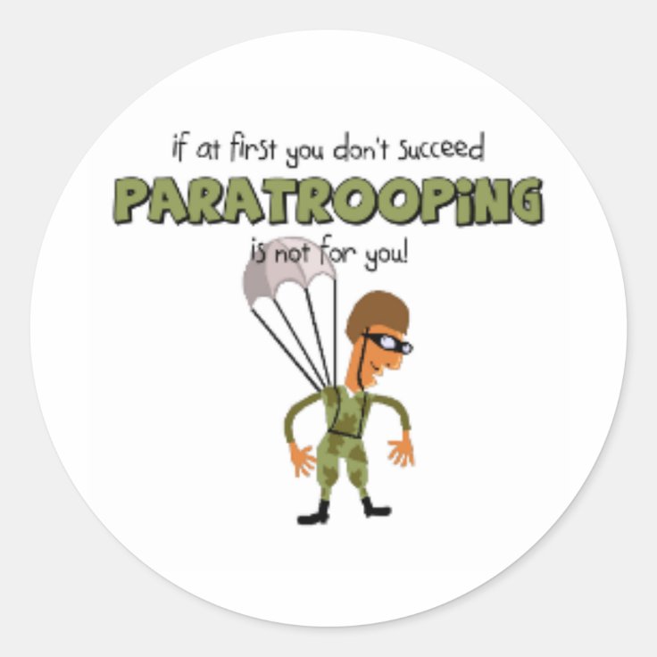 paratrooper funny classic round sticker | Zazzle
