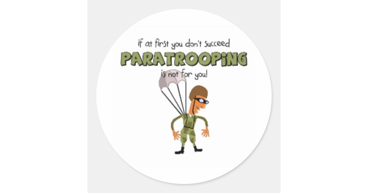paratrooper funny classic round sticker | Zazzle