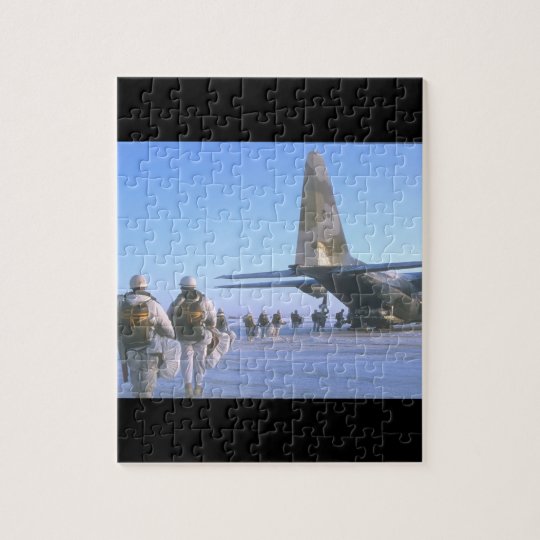 Paratroopers boarding C-130_Military Aircraft Jigsaw Puzzle | Zazzle.com