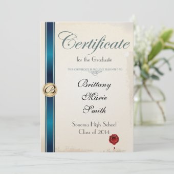 Parchment Certificate Graduation Invitation | Zazzle