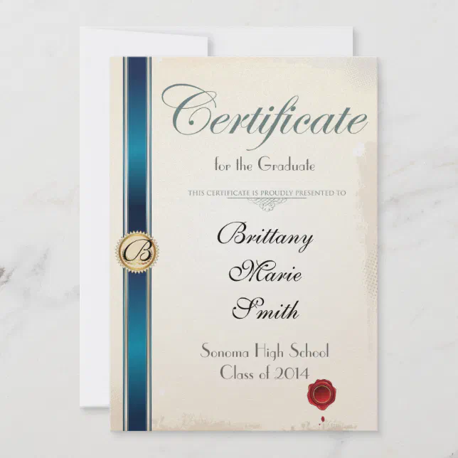 Parchment Certificate Graduation Invitation | Zazzle