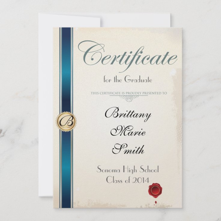 Parchment Certificate Graduation Invitation | Zazzle