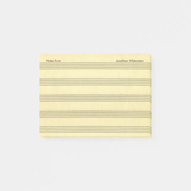 Parchment Look Music Staff Optional Text and Name Post-it Notes | Zazzle