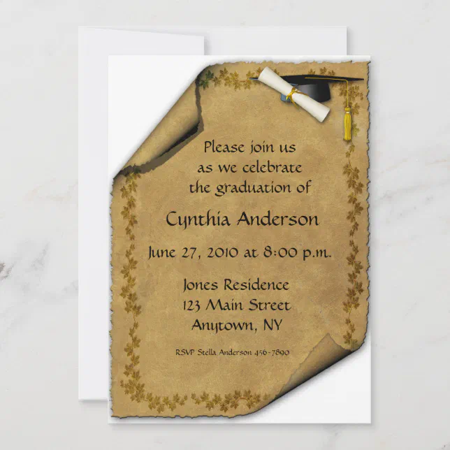 Parchment Scroll Graduation Invitation | Zazzle