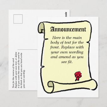 Parchment Scroll Style Announcement Postcard | Zazzle