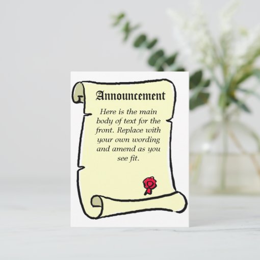 Parchment Scroll Style Announcement Postcard | Zazzle