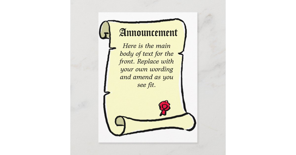 Parchment Scroll Style Announcement Postcard | Zazzle