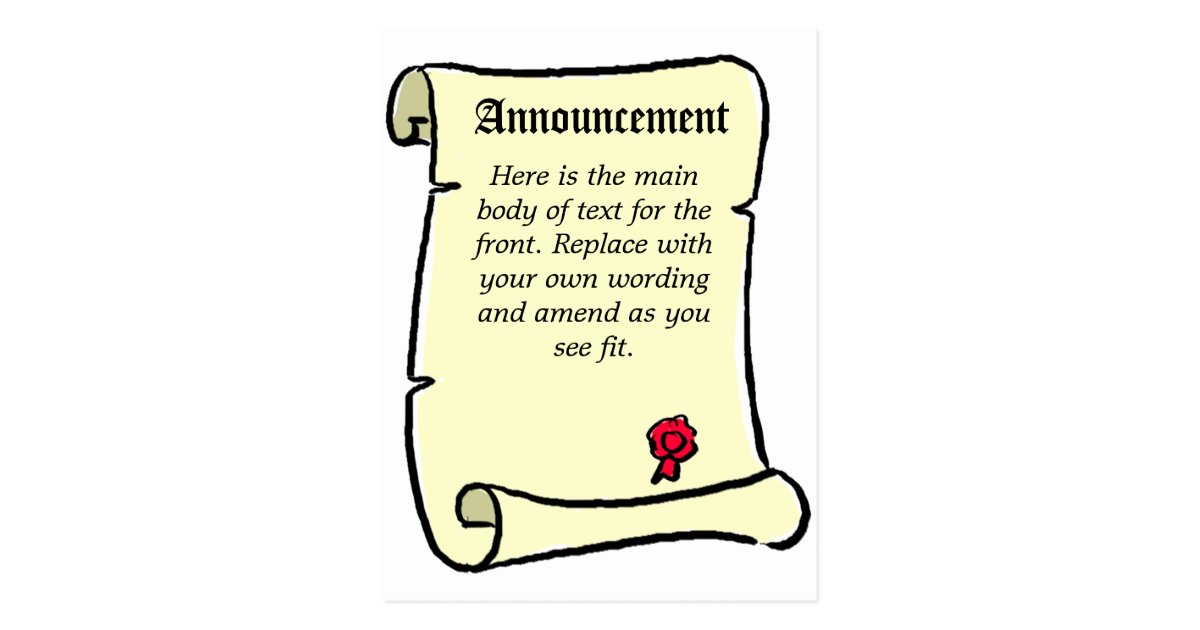 Parchment Scroll Style Announcement Postcard | Zazzle.com
