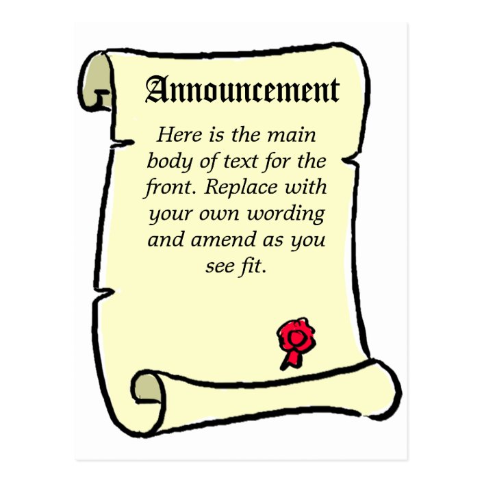 Parchment Scroll Style Announcement Postcard | Zazzle.com