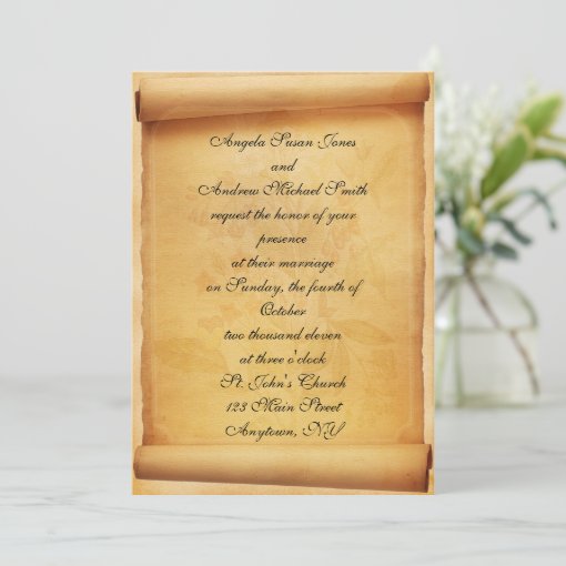 Parchment Scroll Wedding Invitation | Zazzle