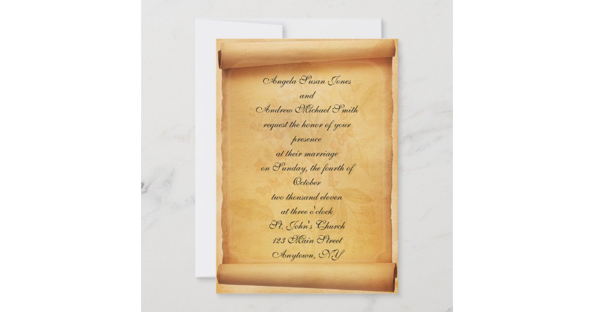 Parchment Scroll Wedding Invitation | Zazzle