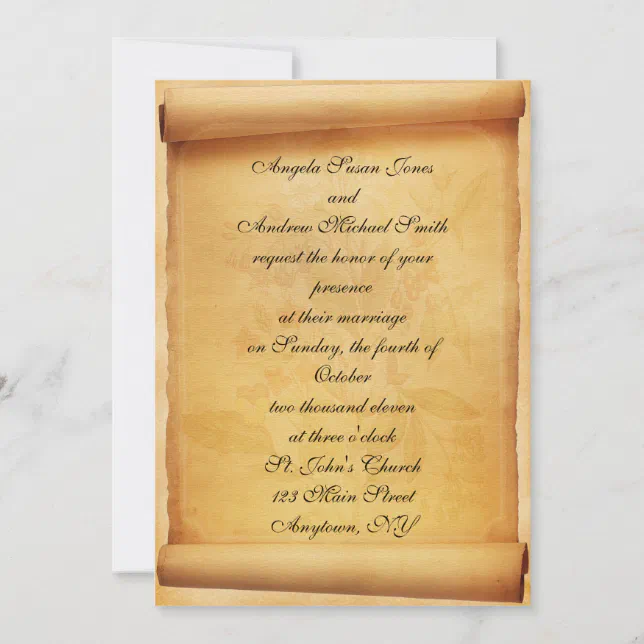 Parchment Scroll Wedding Invitation | Zazzle