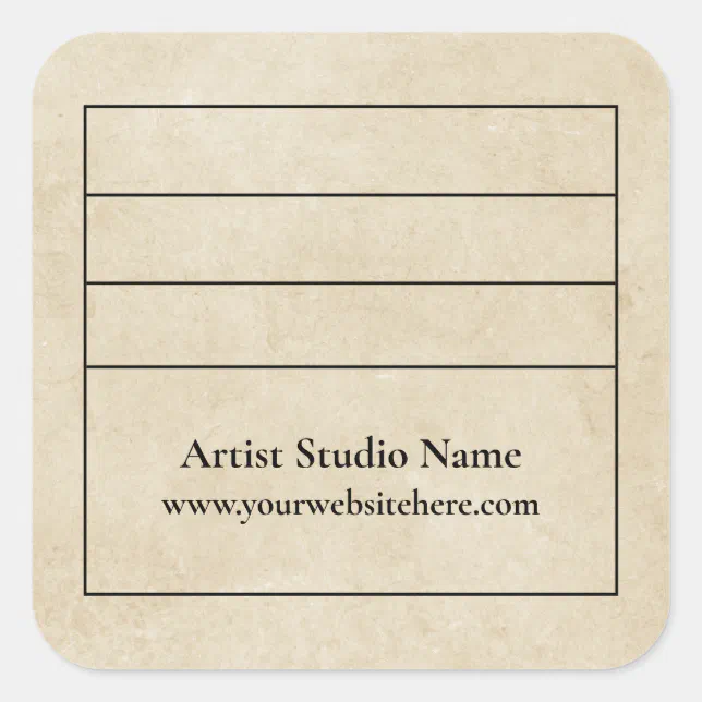 Parchment Square Back of Artwork Label Sticker | Zazzle