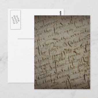 Parchment text with antique writing, old paper postcard | Zazzle